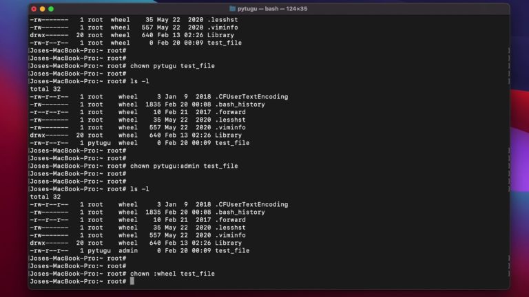 chown - change owner of a file or folder - Mac Terminal